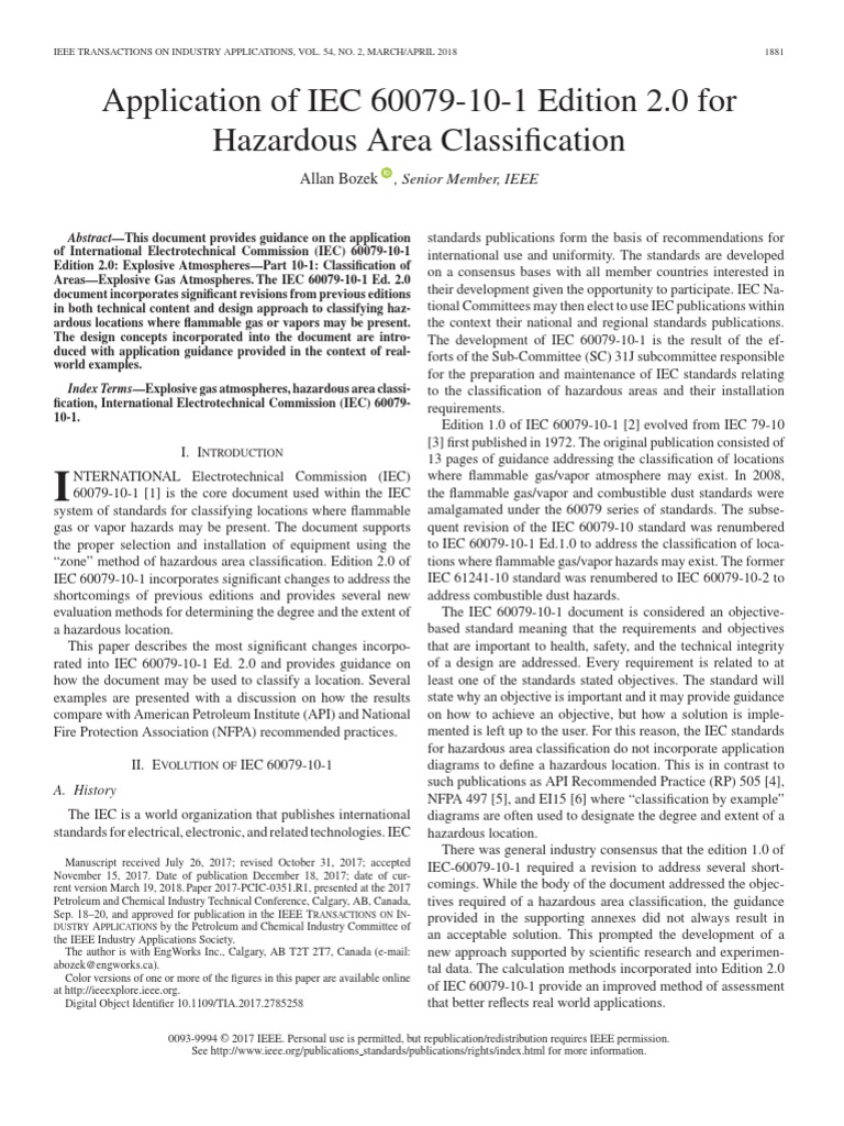 Application of IEC 60079-10-1 Edition 2.0 For Hazardous Area ...