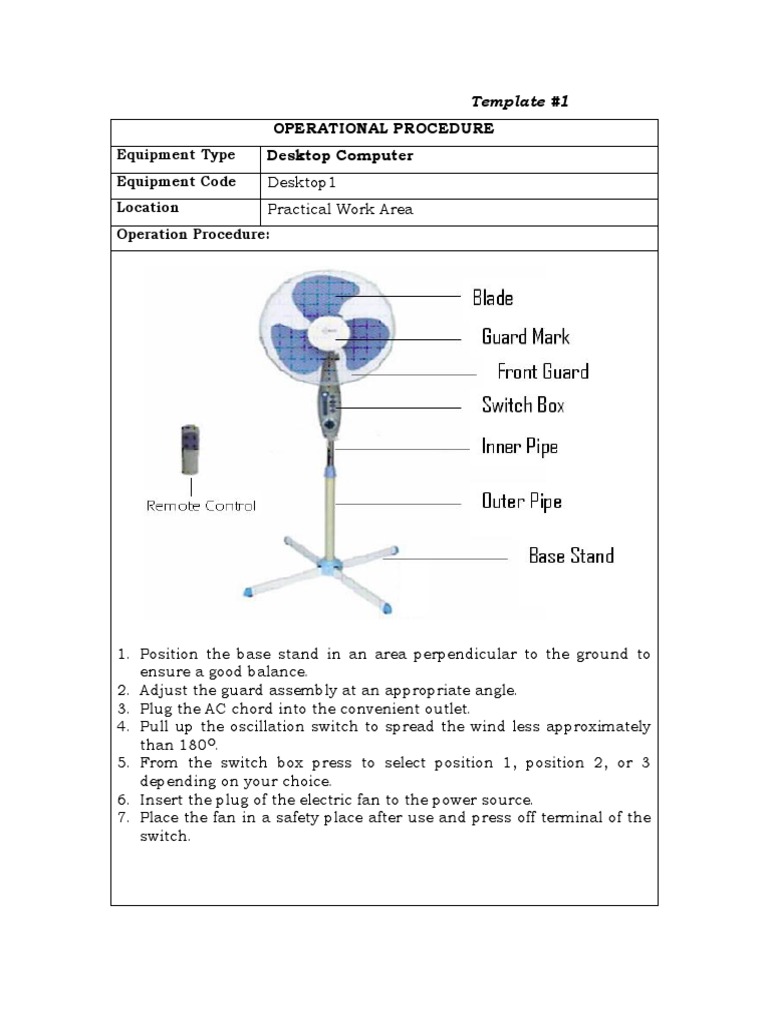 Operational Procedure Desktop Computer: Equipment Type Equipment Code ...