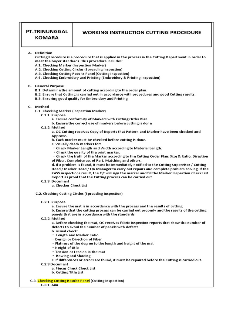 Cutting Procedure Working | PDF | Embroidery | Sewing
