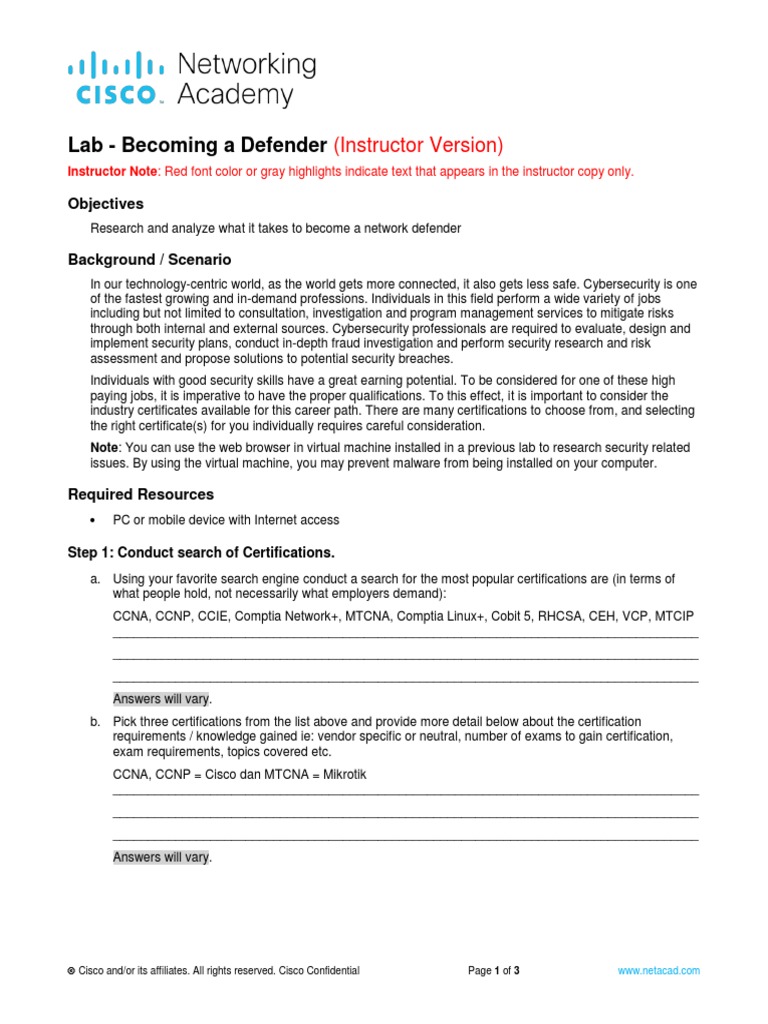 Becoming a Cyber Defender | PDF | Cisco Certifications | Computer Security