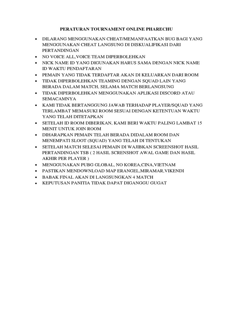 Contoh Rule Turnamen | PDF