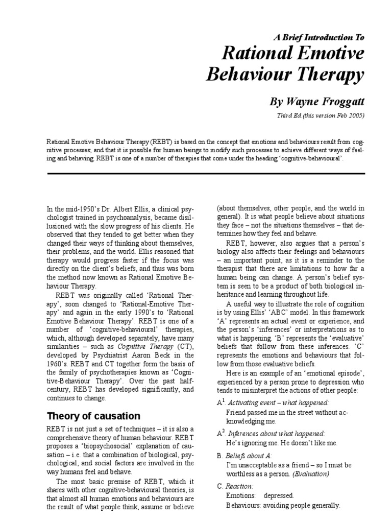 Intro Rebt | PDF | Rational Emotive Behavior Therapy | Psychotherapy