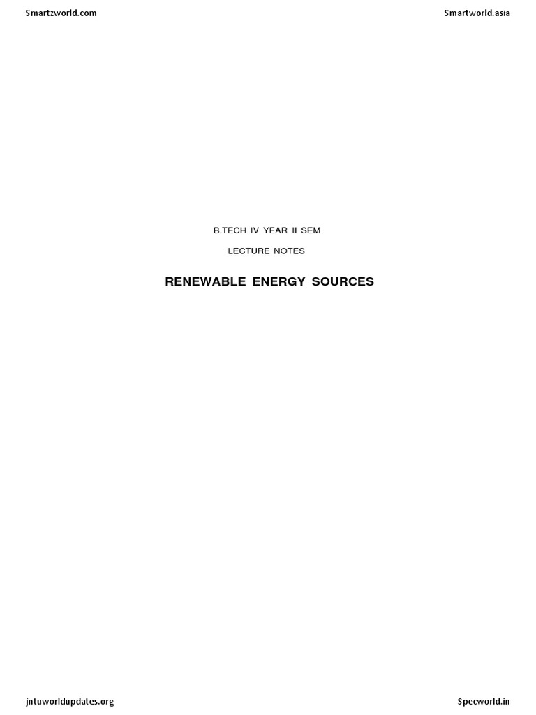 Renewable Energy Sources - U 1 | PDF | Energy Development | Solar Energy