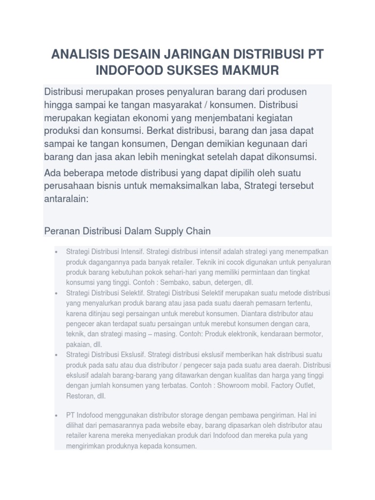 Strategi Distribusi PT Indofood | PDF