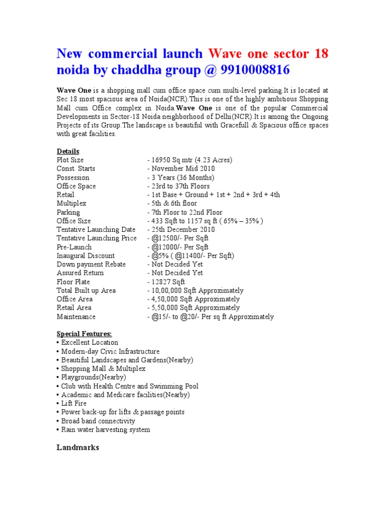 Wave One Noida | PDF | Shopping Mall | Train Station