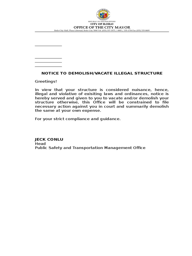 Notice To Demolish | PDF