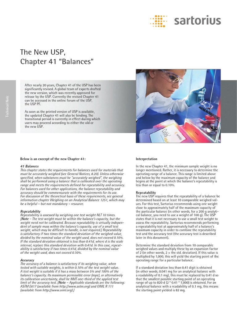USP Chapter 41 Technical Note | PDF | Weight | Standard Deviation