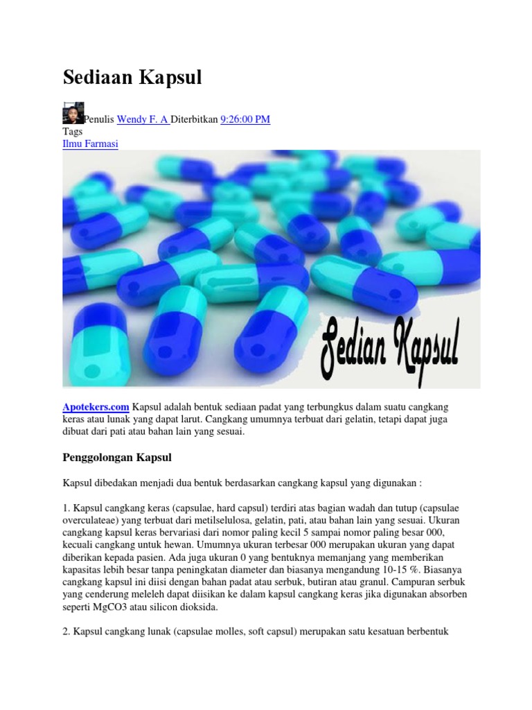 Sediaan Kapsul | PDF