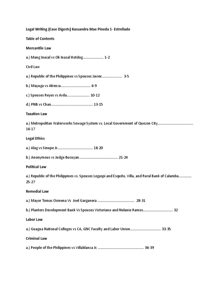 Comprehensive Legal Case Digests | PDF | Social Science | Law