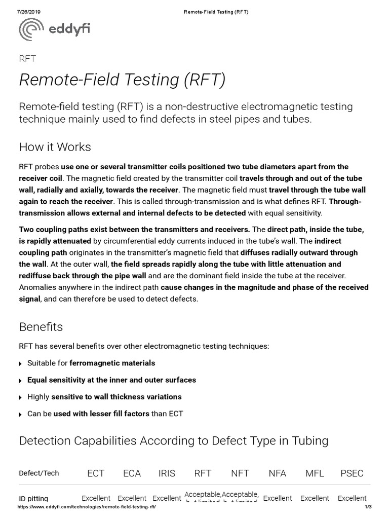 Remote-Field Testing (RFT) | Download Free PDF | Pipe (Fluid Conveyance ...