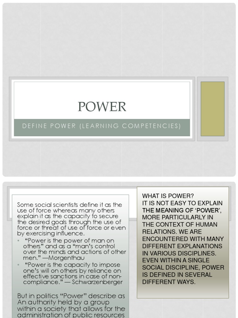 Power: Define Power (Learning Competencies) | PDF | Power (Social And ...