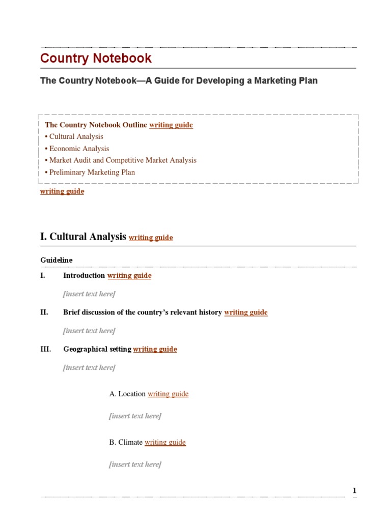 Country Marketing Plan Guide | PDF | Promotion (Marketing) | Tariff