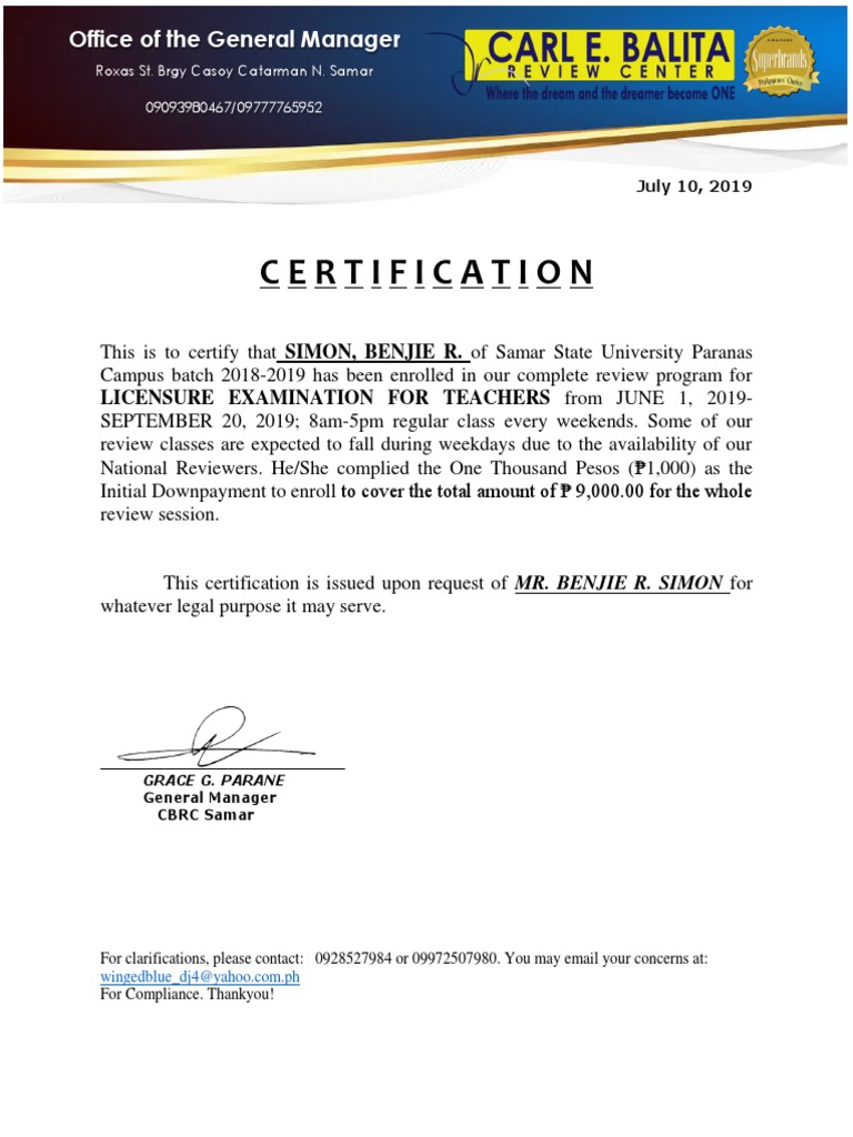 CBRC Certificate | PDF | Business