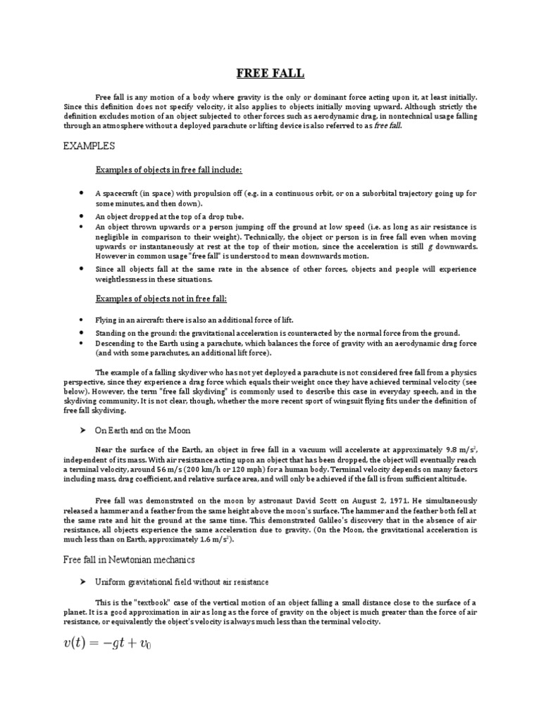 Free Fall: Examples | PDF | Newton's Laws Of Motion | Falling