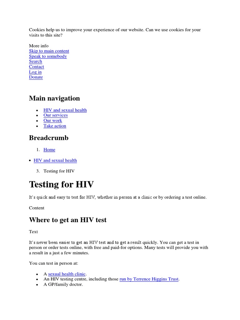 Test Hiv | PDF | Sexually Transmitted Infection | Diagnosis Of Hiv/Aids