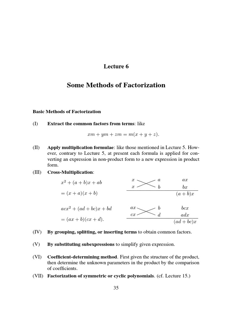 Factor Ization | PDF | Factorization | Equations