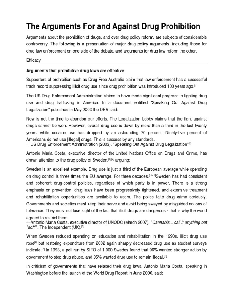 Arguments For and Against Drug Prohibition | Download Free PDF ...