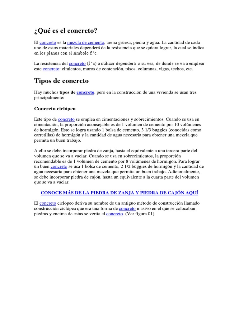 Definición y tipos de concreto | PDF | Hormigón | Cemento