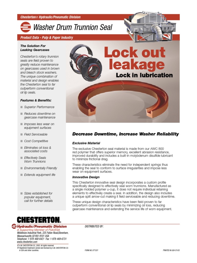 Lock Out Leakage: Washer Drum Trunnion Seal | PDF | Lubricant | Washing ...