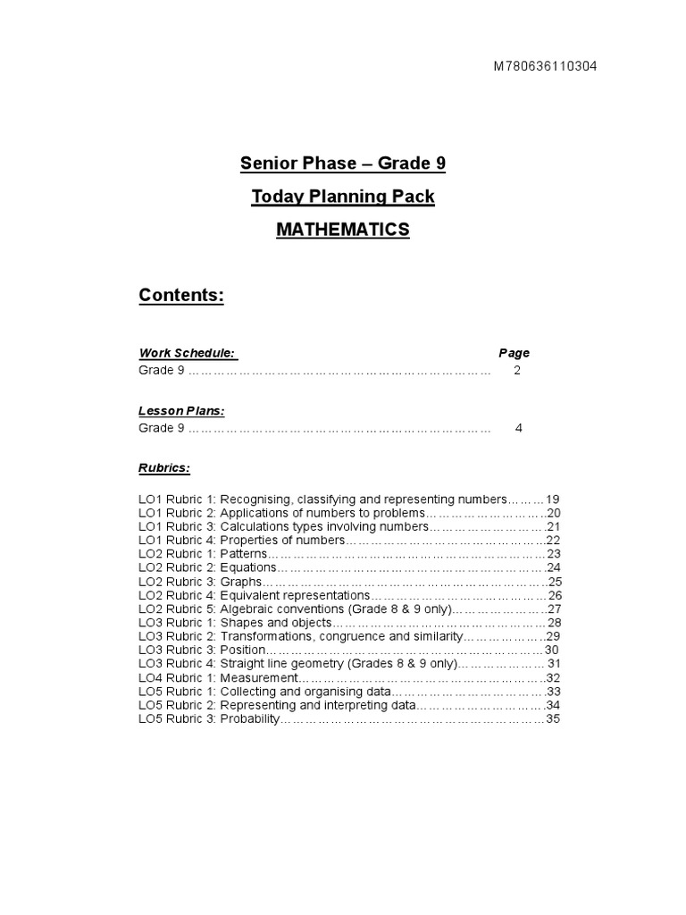 Today Grade 9 Mathematics Planning Pack | PDF | Equations | Factorization