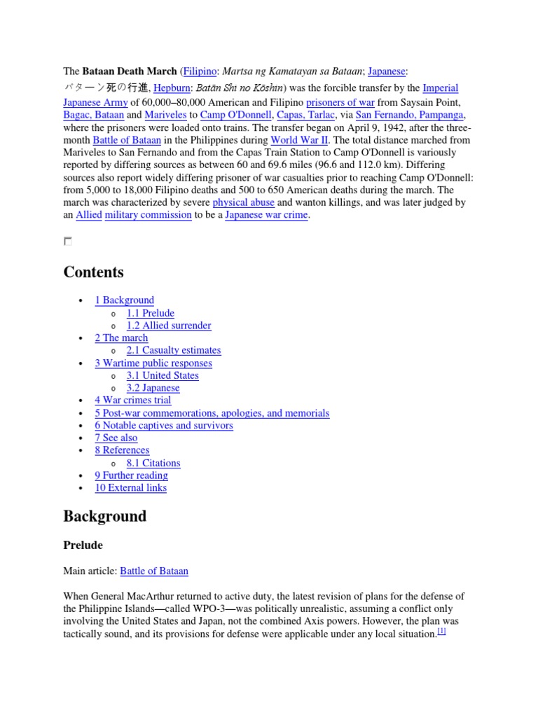 Bataan Death March | PDF | Military Of The Empire Of Japan | Military