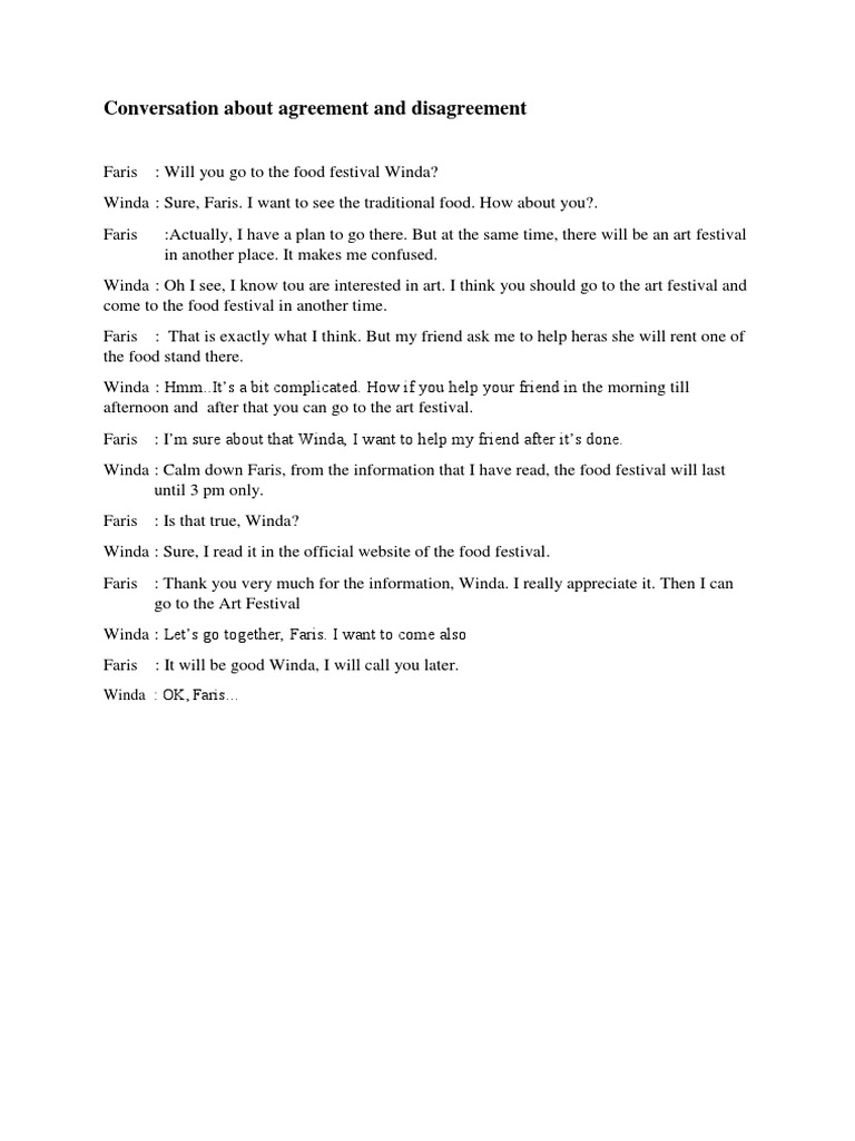 Conversation About Agreement and Disagreement | PDF | Social Science ...