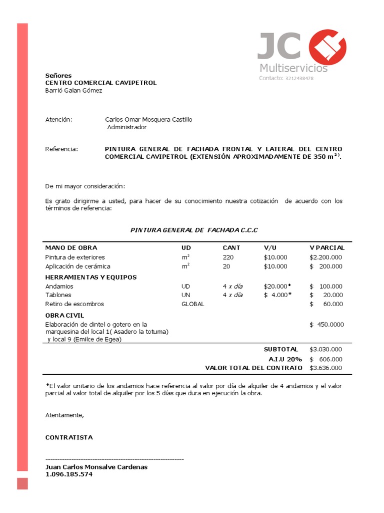 Modelo de Carta de Cotizacion | PDF