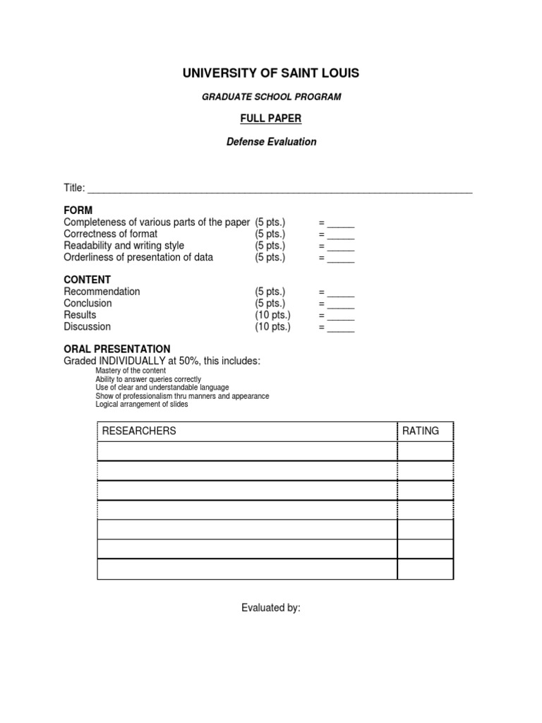 Full Paper Defense Rating NEW | PDF