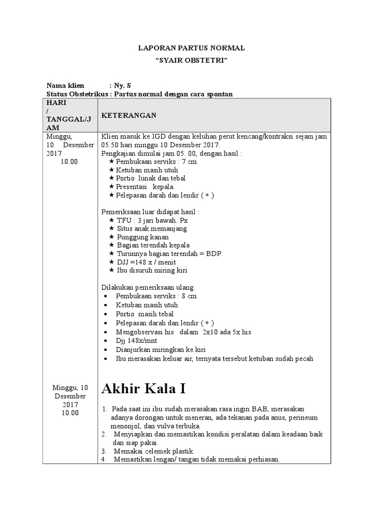 Syair LAPORAN PARTUS NORMAl Novi | PDF | Kesehatan Holistik
