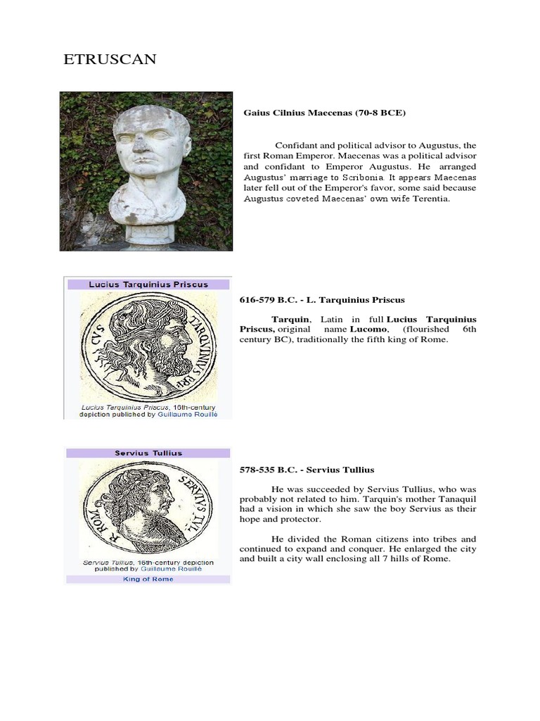 Notable Etruscan and Romans | PDF | Augustus | Mark Antony