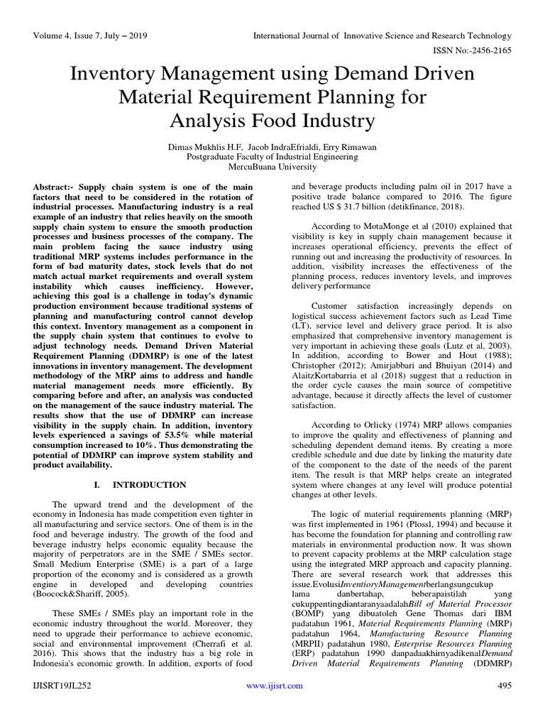 Inventory Management Using Demand Driven Material Requirement Planning