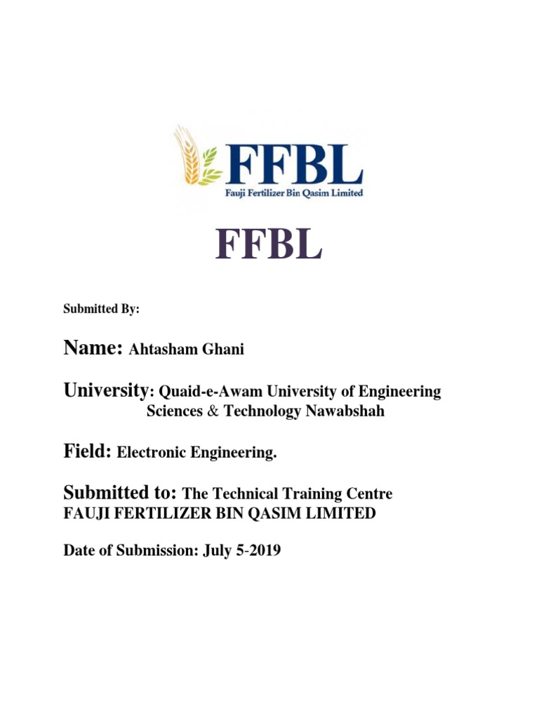 Internship Report FFBL in 2019 | PDF | Fertilizer | Urea