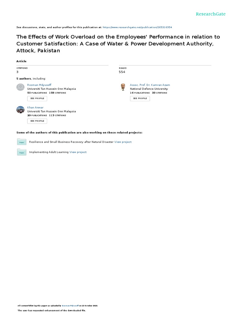 The Effects of Work Overload On The Employees Performance | PDF | Data ...