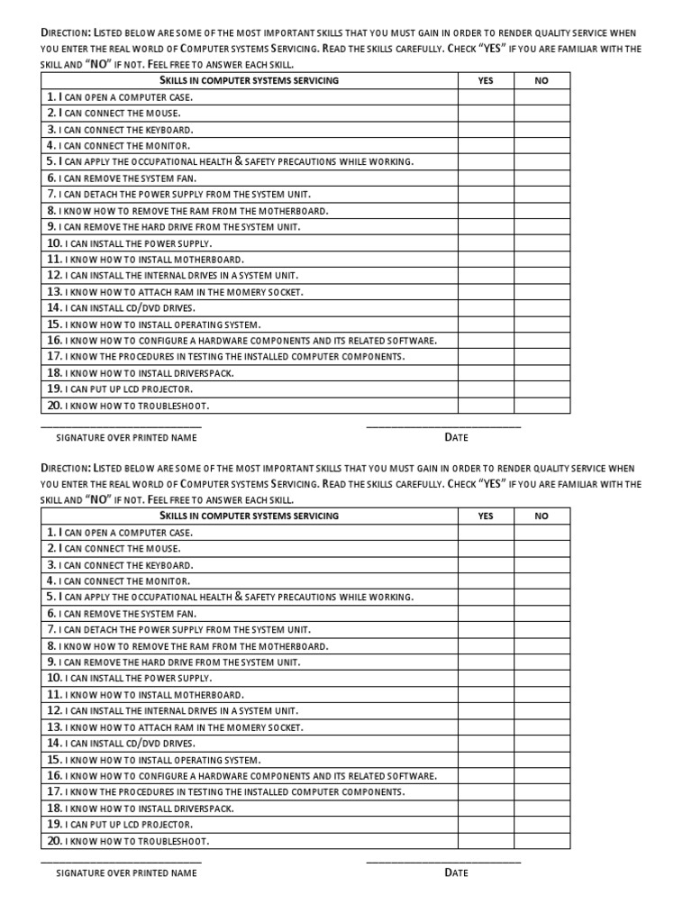 Checklist - Css New | PDF | Computer Hardware | Personal Computers