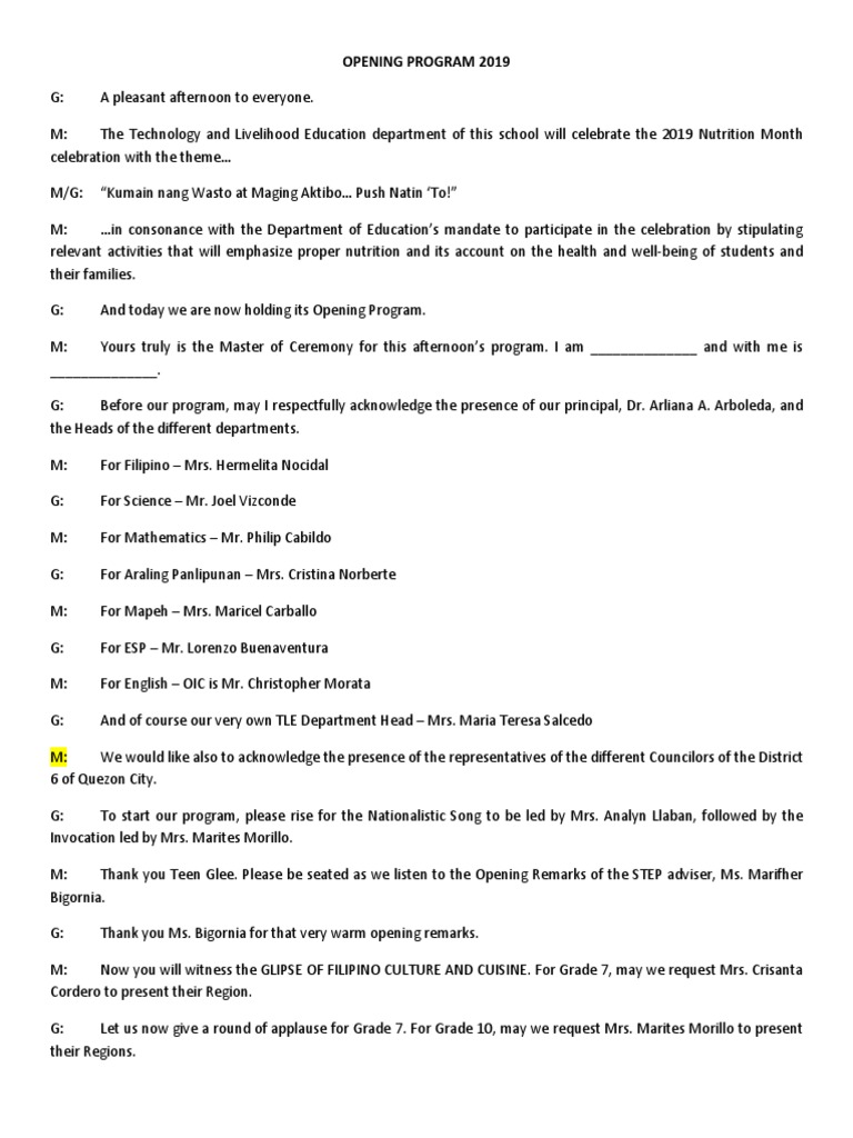 Culminating Activity Script Opening2019