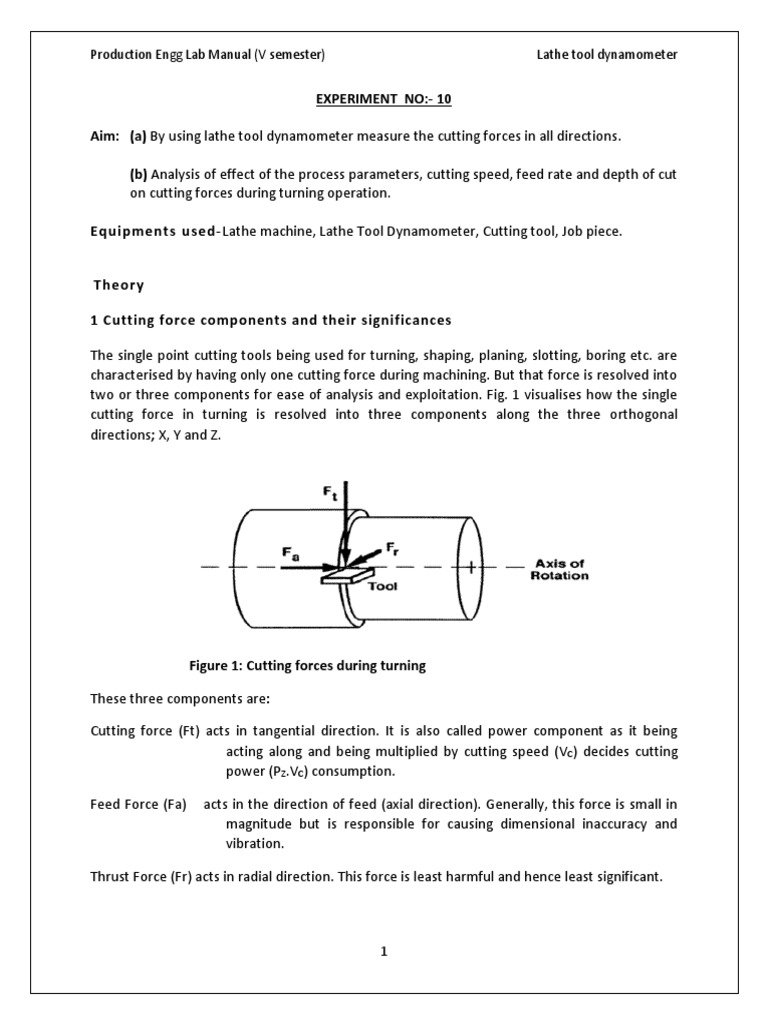 Production Engg Lab Manual (V Semester) Lathe Tool Dynamometer | PDF | Deformation (Mechanics ...
