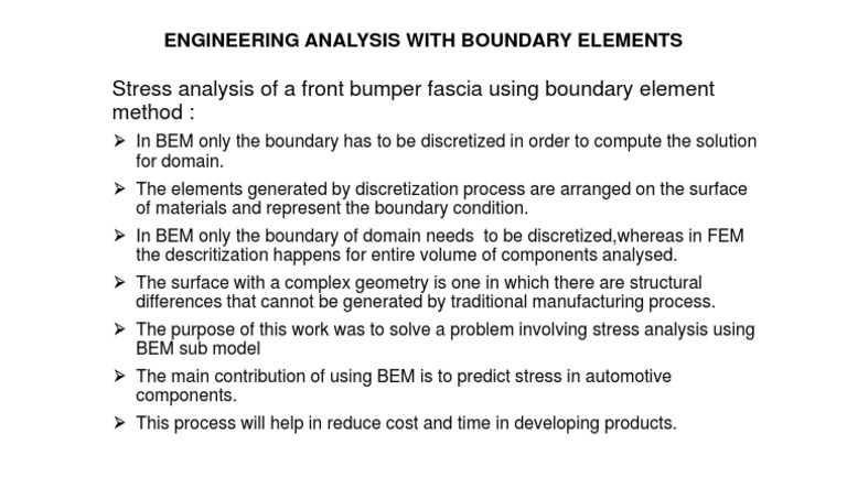 Stress Analysis of A Front Bumper Fascia Using Boundary Element Method ...
