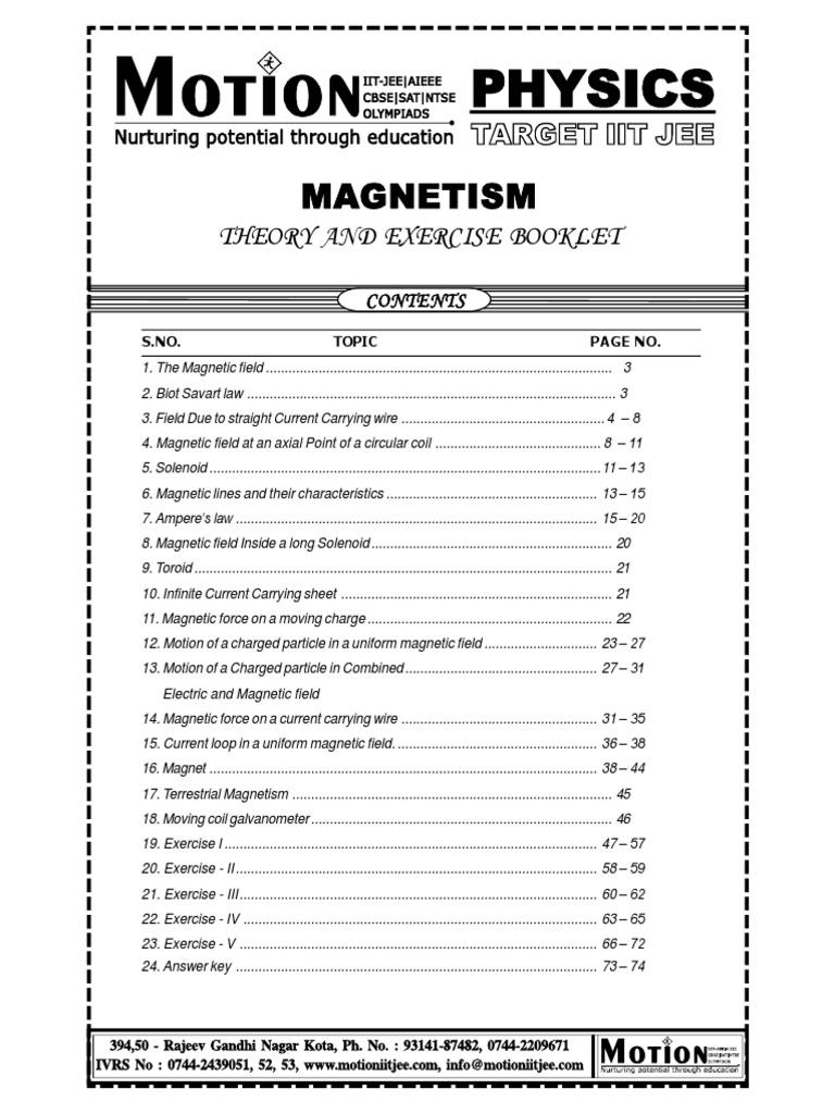 Magnetism Theory and Exercises Guide | PDF | Magnetic Field | Electric ...
