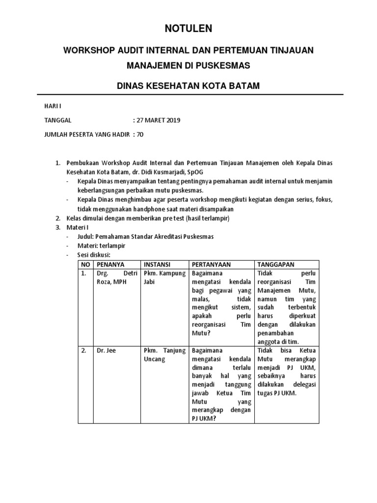 Contoh Notulen | PDF