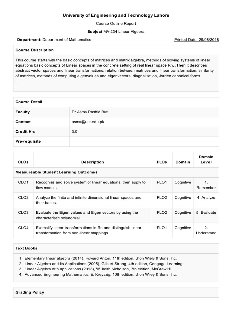 University of Engineering and Technology Lahore: Department: Department ...