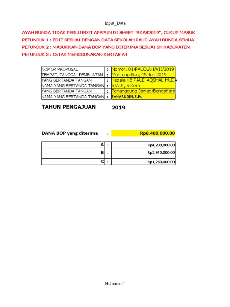 Contoh RKAS PAUD | PDF