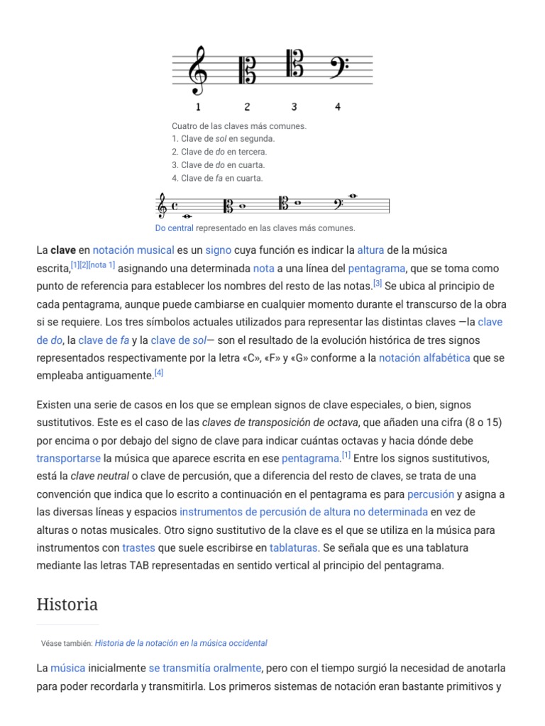Clave (Notación Musical) - Wiki | Clave | Notación musical