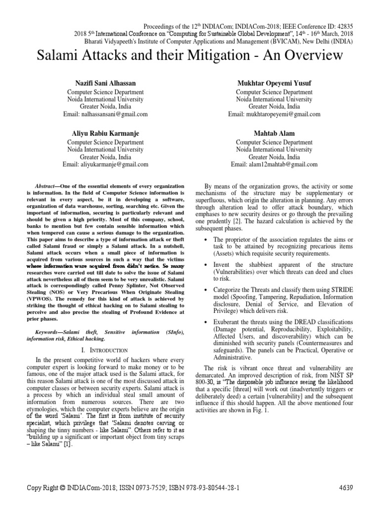 Salami Attacks and Their Mitigation - An | PDF | Information Security ...