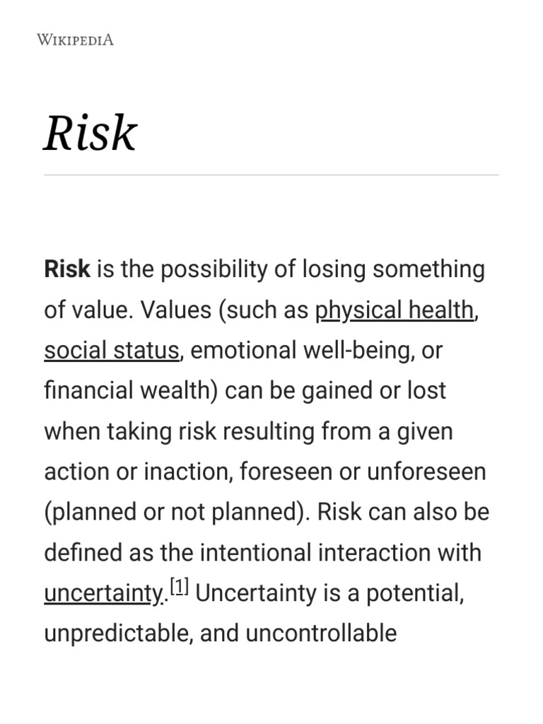 Risk - Wikipedia | PDF | Risk Aversion | Risk