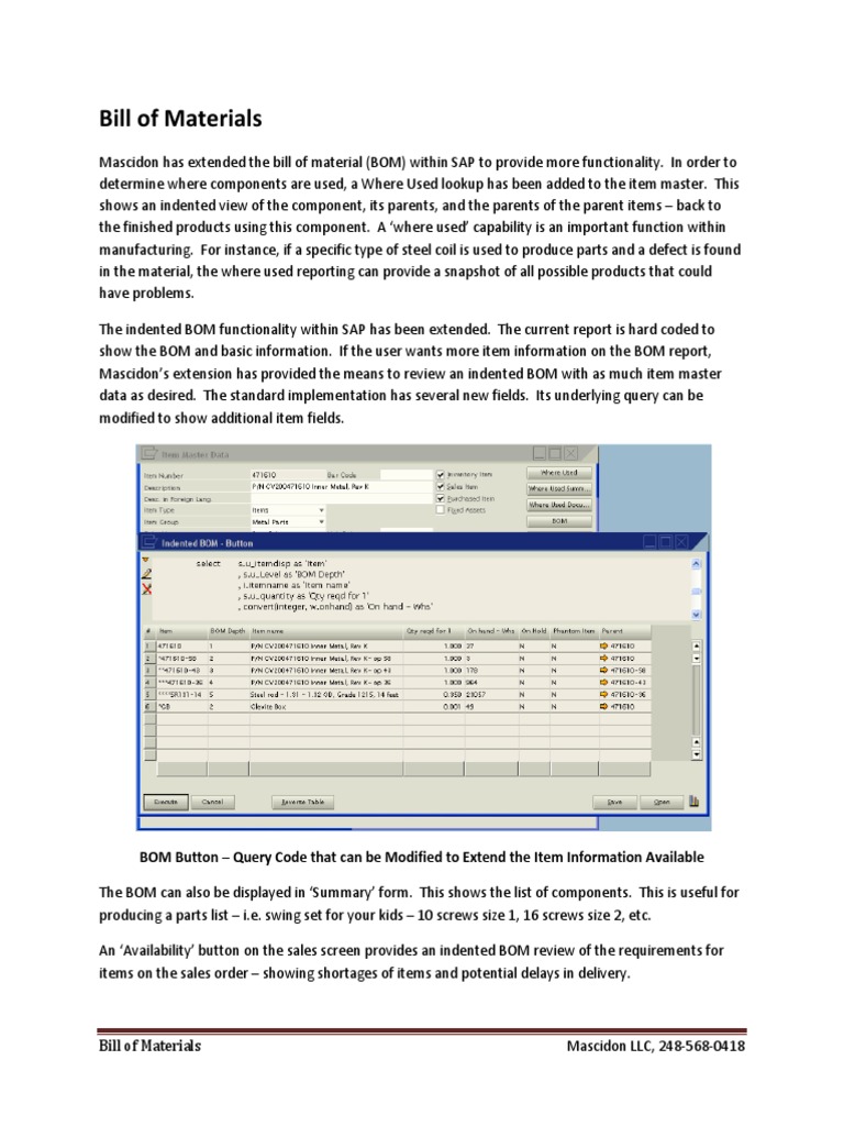 Bill of Materials | PDF | Sql | Information Retrieval
