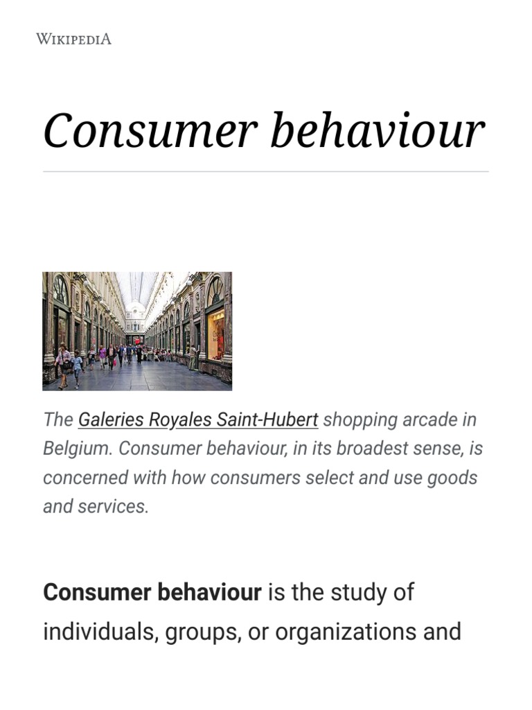 Consumer Behaviour - Wikipedia | Download Free PDF | Consumer Behaviour ...