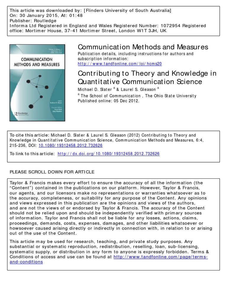 Communication Methods and Measures | PDF | Theory | Causality
