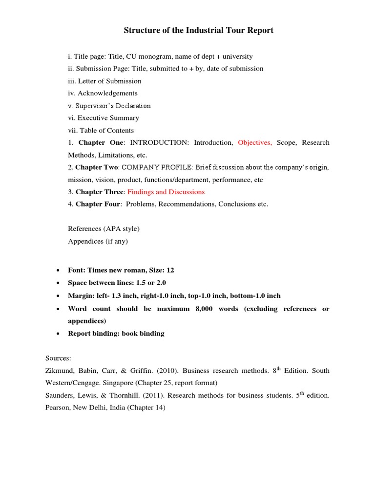 Industrial Tour Report Structure Guide | PDF | Written Communication
