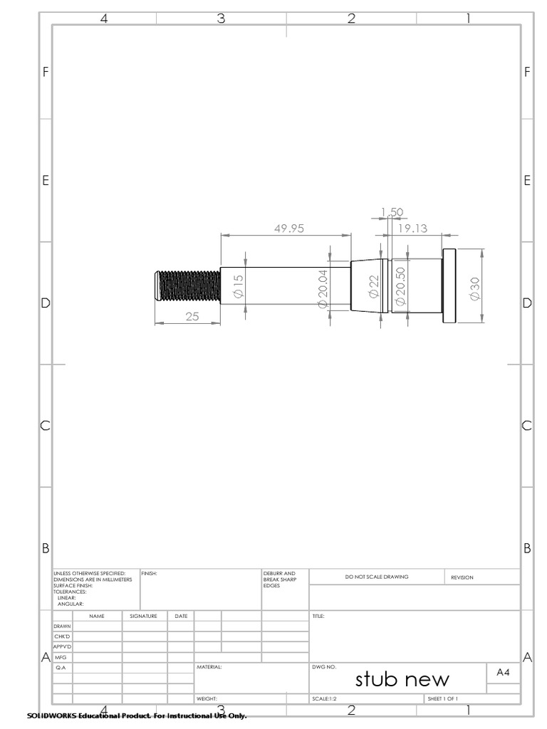 Stub New: SOLIDWORKS Educational Product. For Instructional Use Only ...