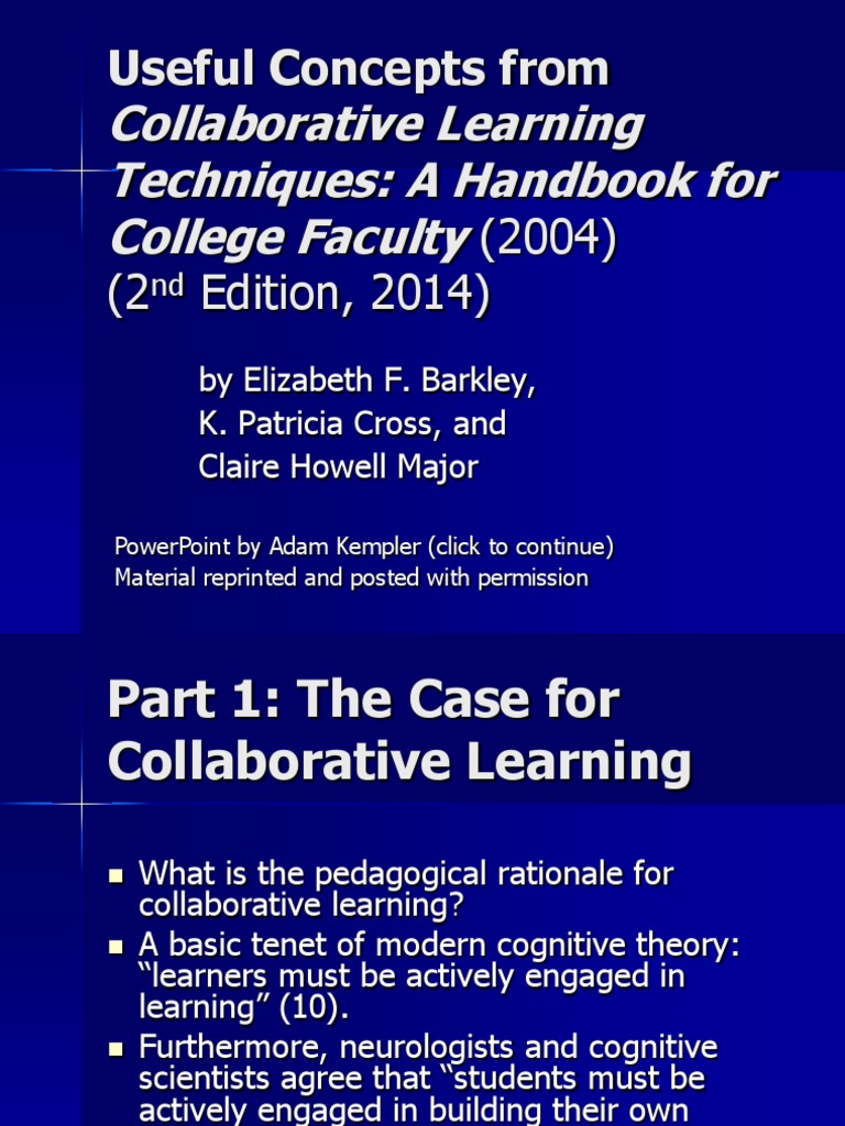 Implementing Effective Collaborative Learning Techniques: Insights from ...